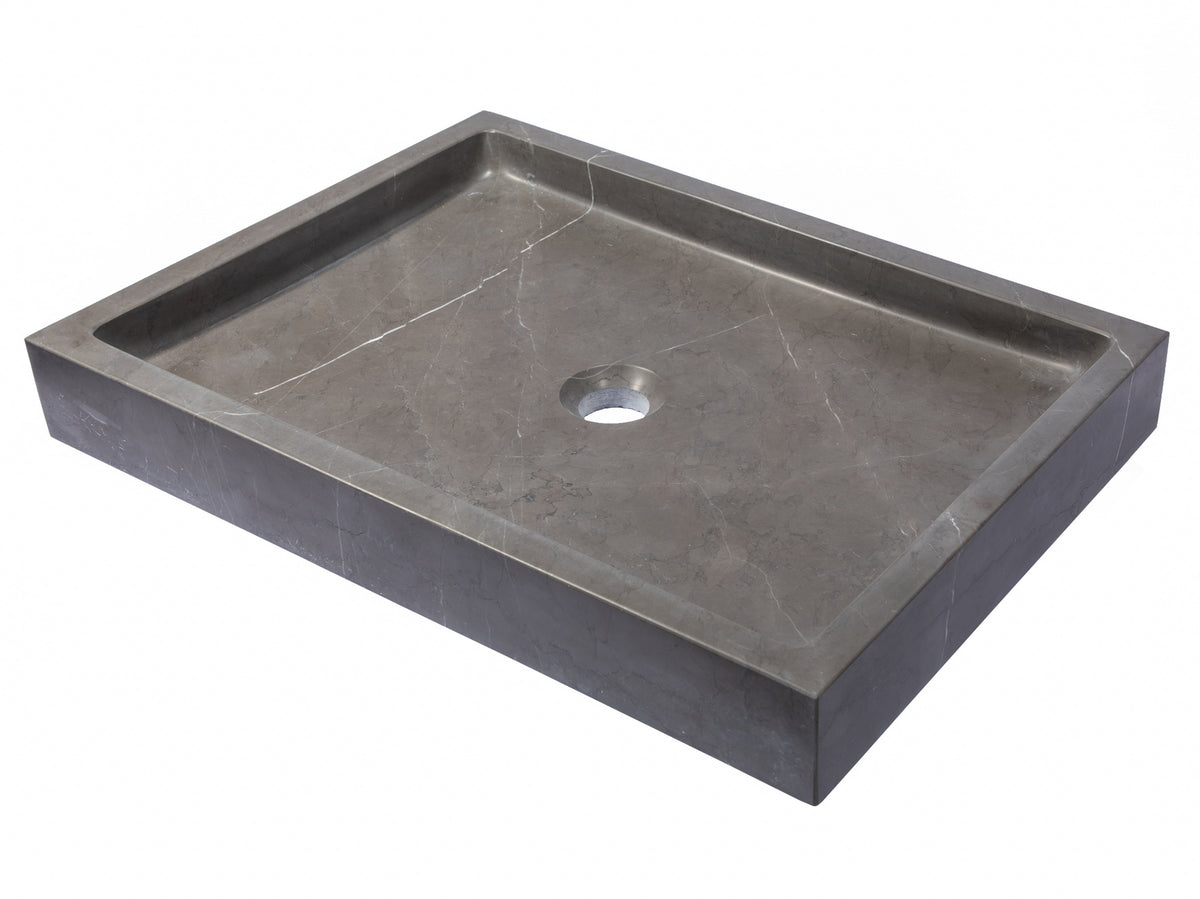Rectangular Vessel Sink in Honed Pietra Grey Marble — DirectSinks