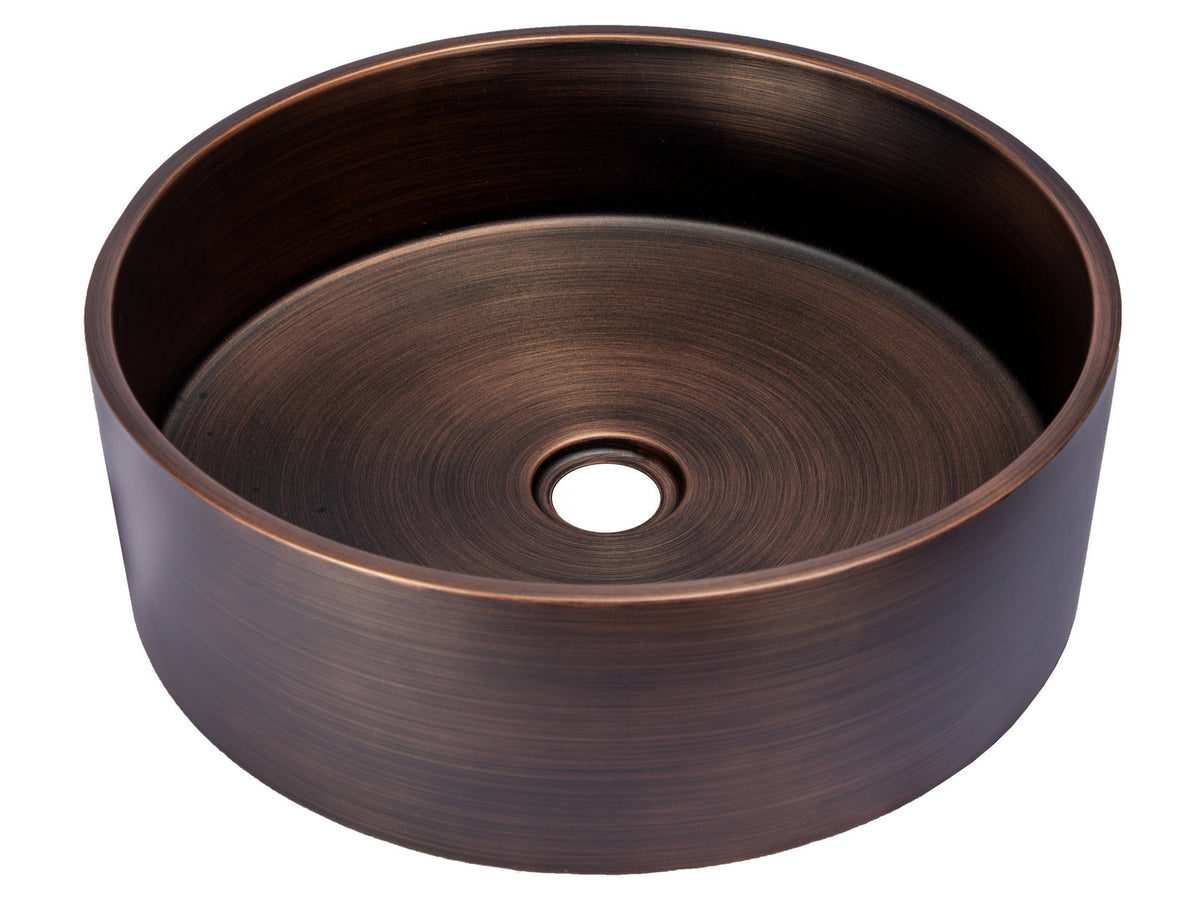 Round Thick Rim Stainless Steel Bathroom Vessel Sink in Bronze ...