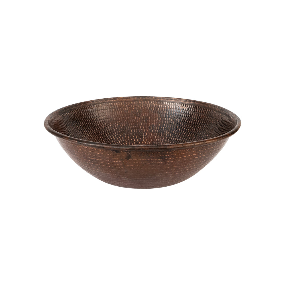 Premier Copper Products 15" Round Wired Rim Vessel Hammered Copper Sin ...